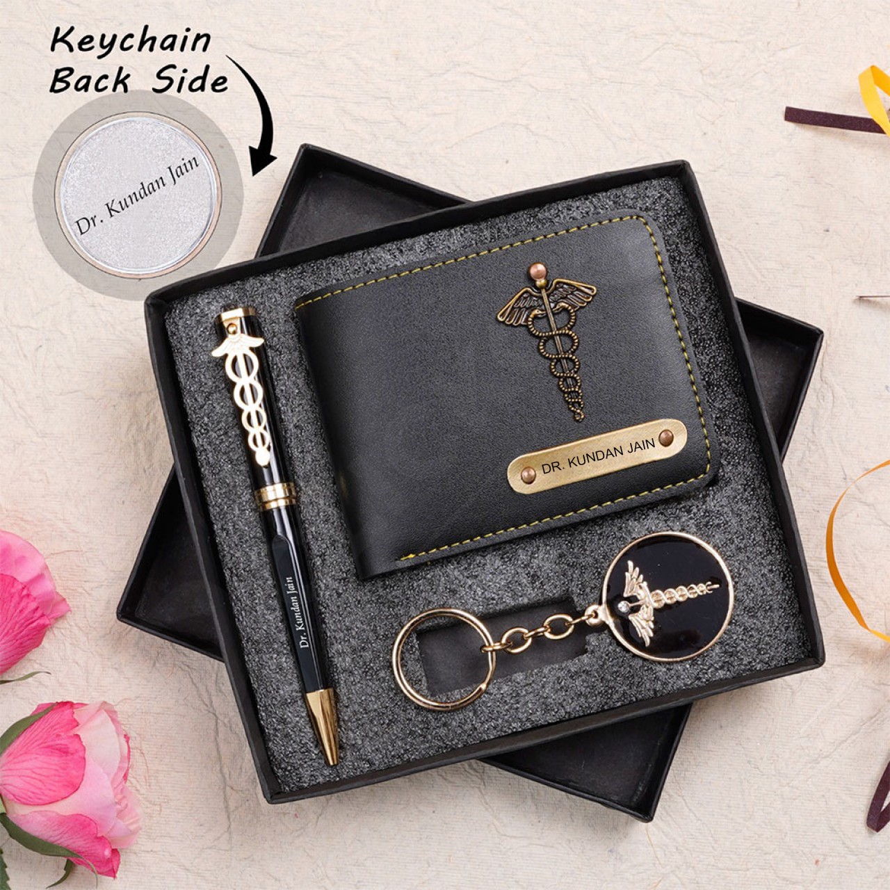 Personalized Wallet Pen Keychain Combo Set for Doctors