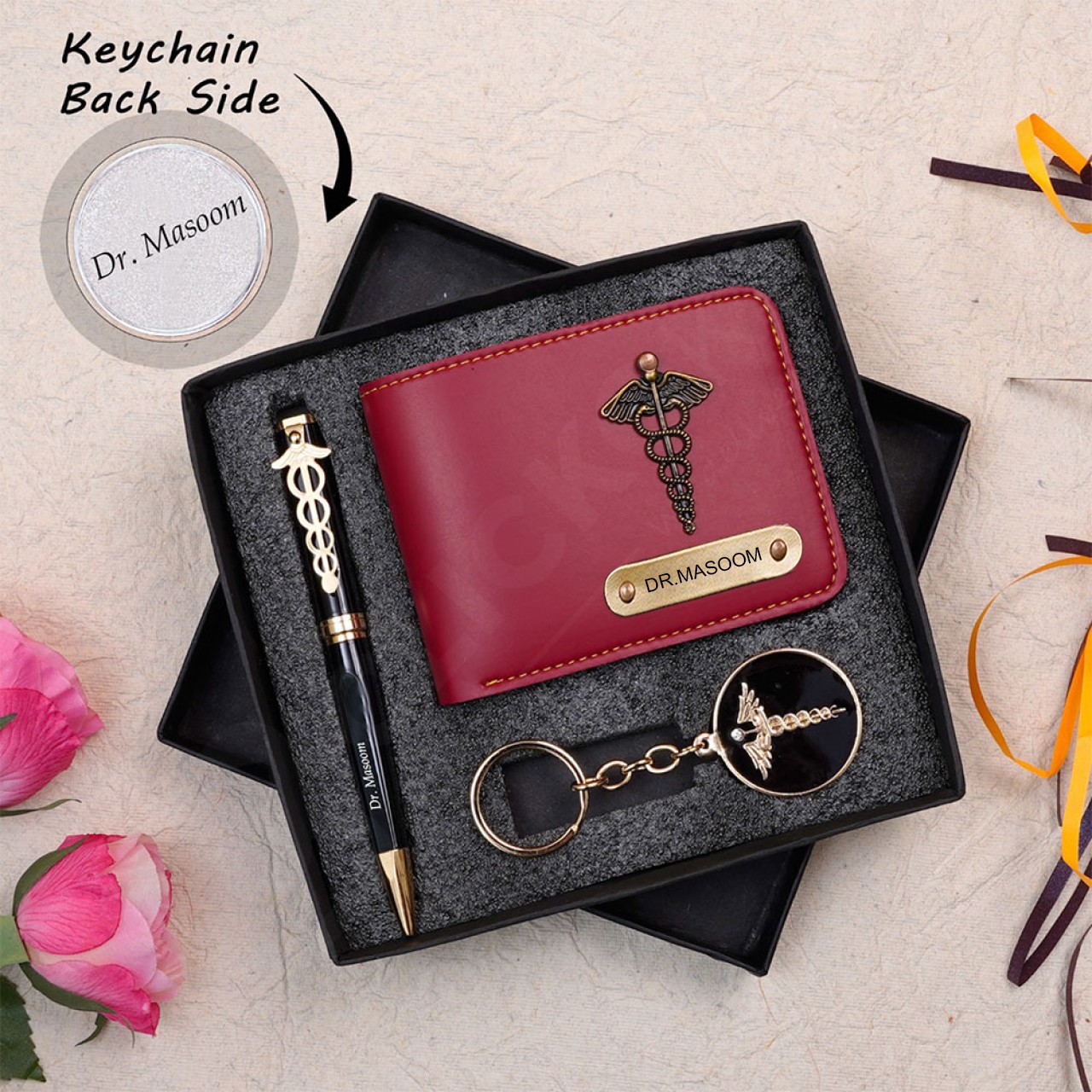 Personalized Wallet Pen Keychain Combo Set for Doctors
