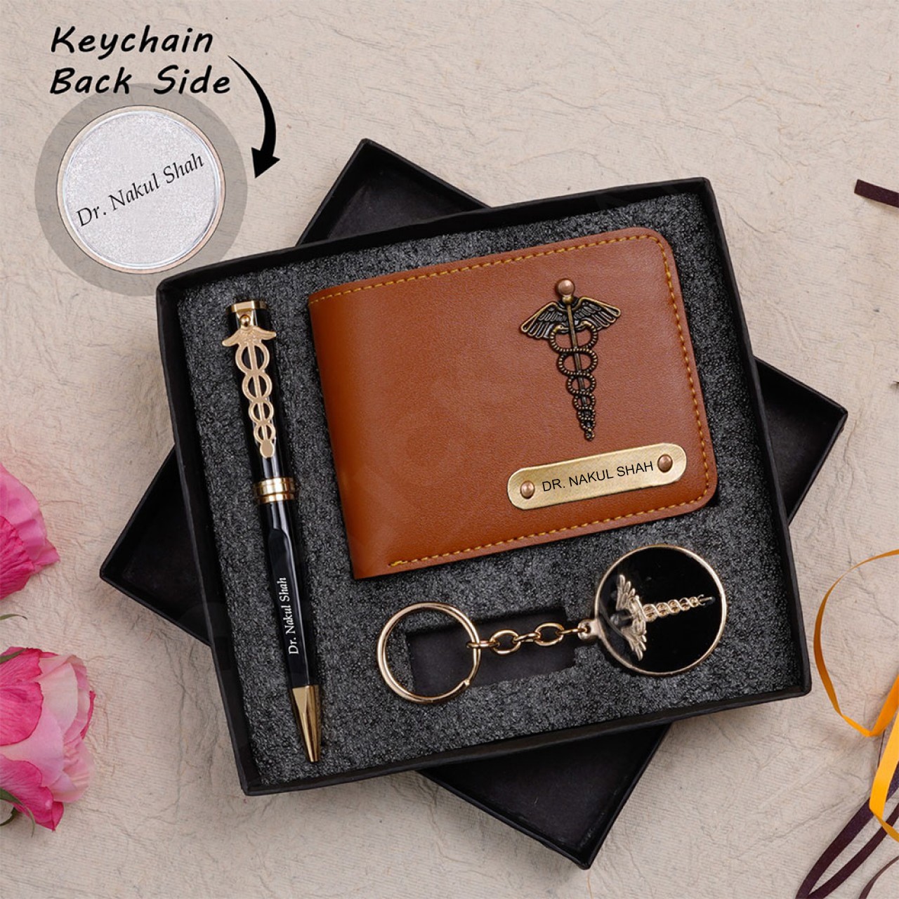 Personalized Wallet Pen Keychain Combo Set for Doctors